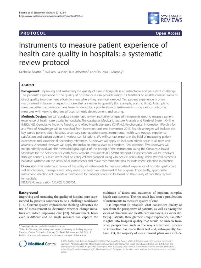 Instruments To Measure Patient Experience of Health Care Quality in ...