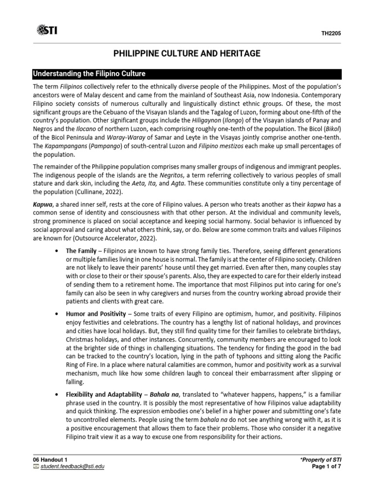 06 Handout 1 (10) Phil Cul | PDF | Cultural Heritage | Philippines