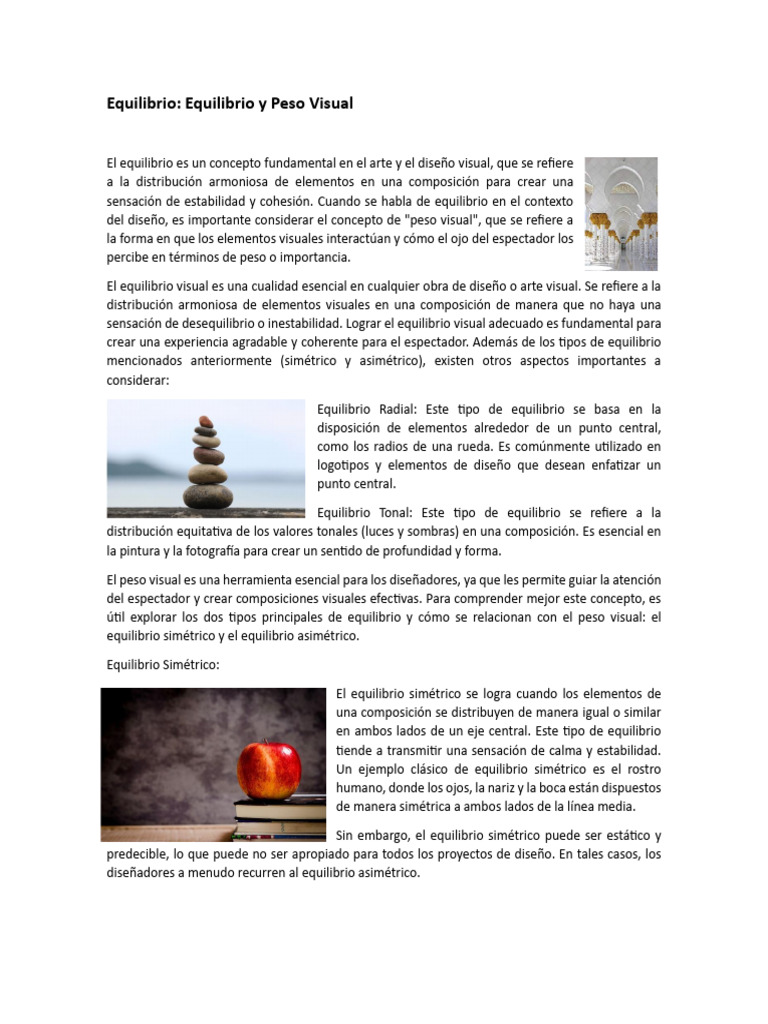 Equilibrio y Peso Visual | PDF | Composición (artes visuales) | Simetría