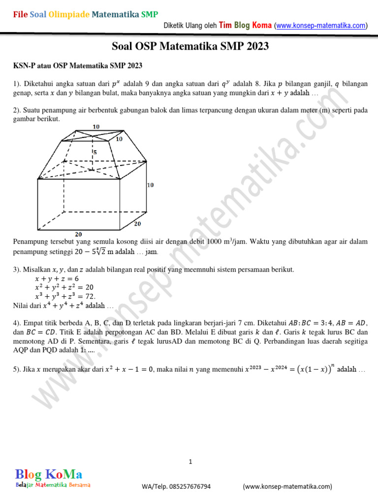 2023 Soal Osp Matik SMP | PDF