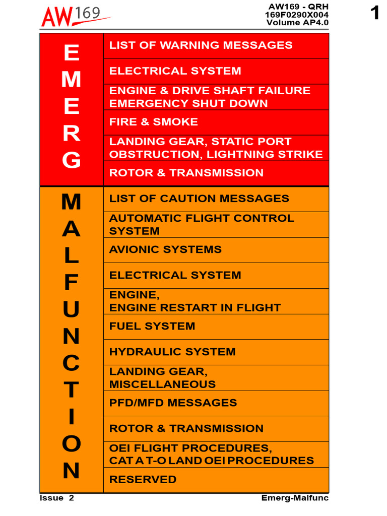 AW169 Engine Failure Procedures | PDF | Turbine Engine Failure ...