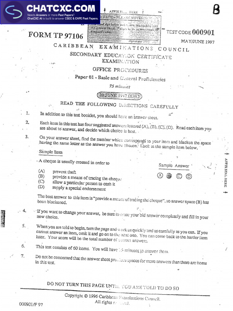 CSEC_Office_Administration_P1_1997 (1) | PDF