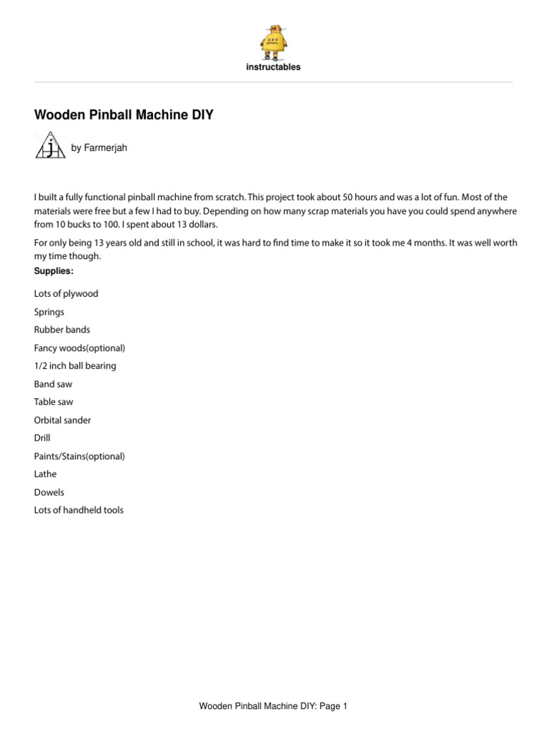 DIY Wooden Pinball Machine Guide | PDF