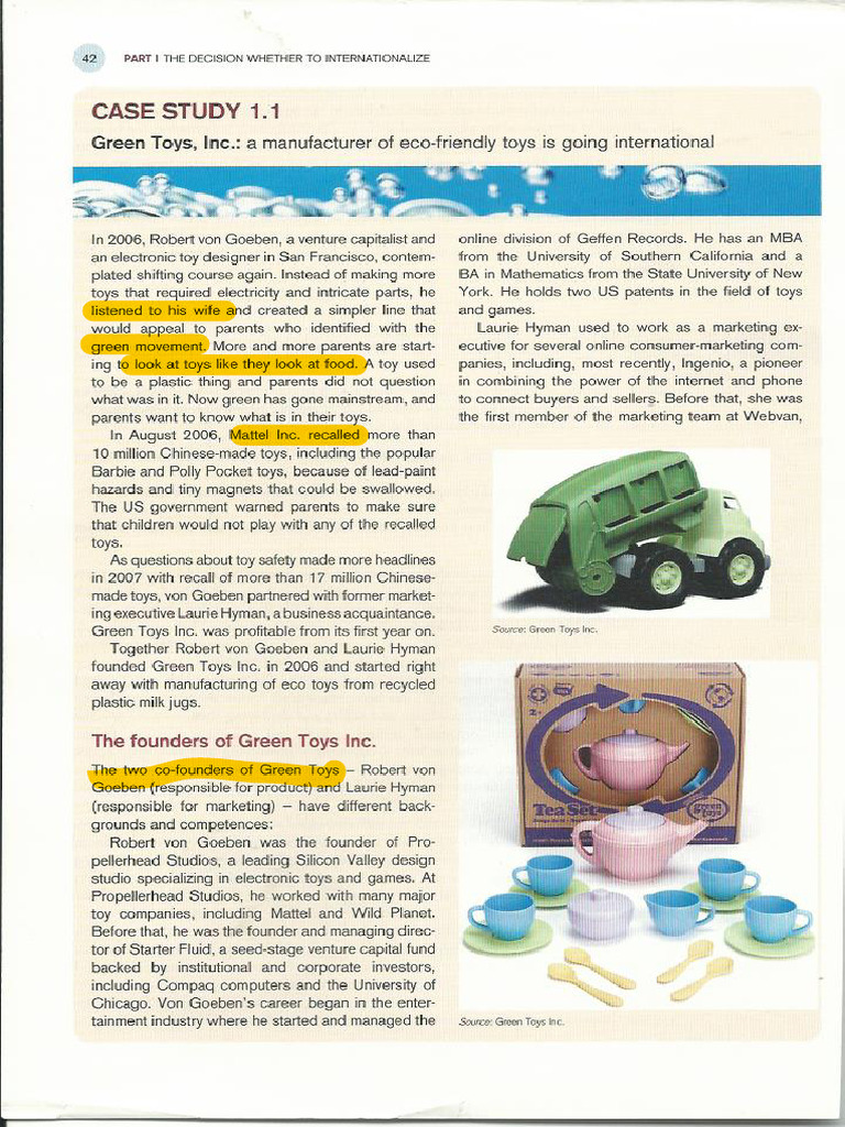 Green Toys Project MGT Case Study Hollensen | PDF