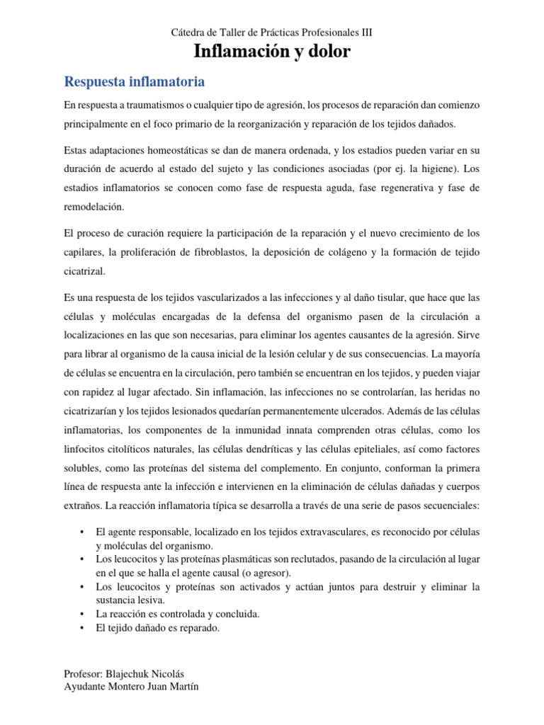 Inflamación y Dolor | PDF | Inflamación | Dolor