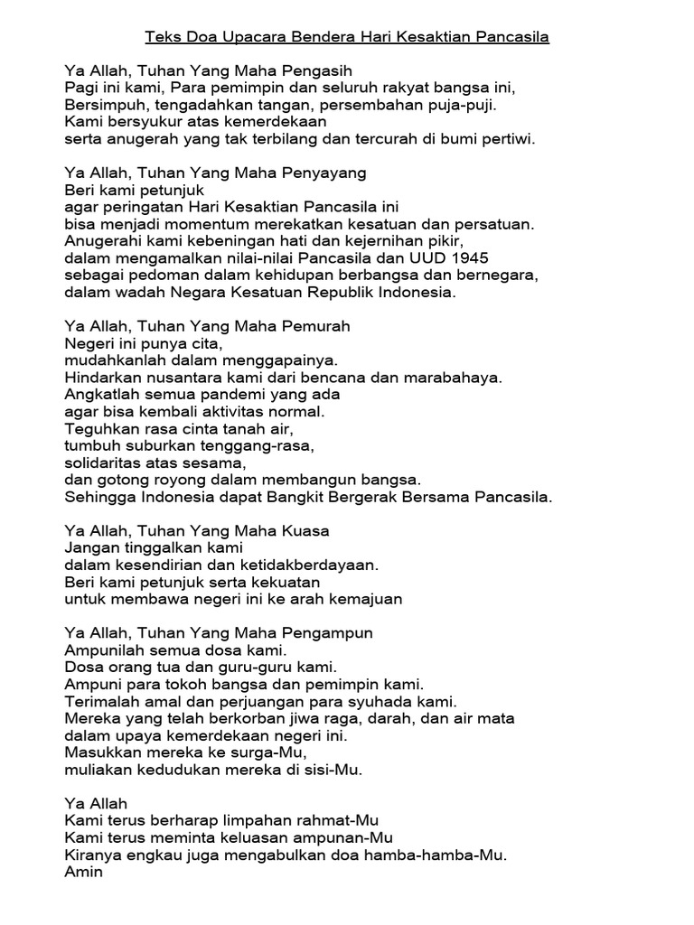 Teks Doa Upacara Bendera | PDF | Perjalanan | Agama & Spiritualitas