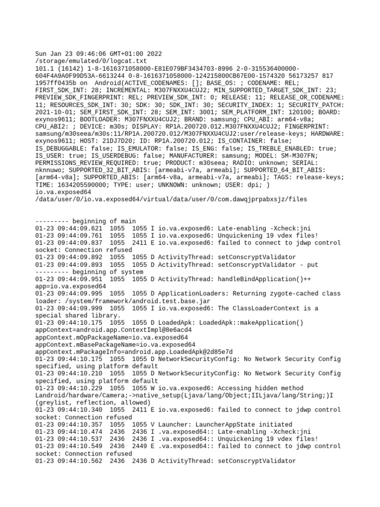 Logcat | PDF | Java (Programming Language) | Operating System Families