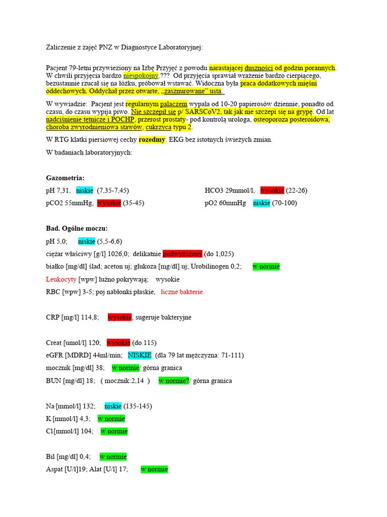 Zaliczenie Z Zajęć PNZ W Diagnostyce Laboratoryjnej - Notatka | PDF
