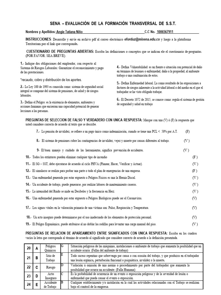 Evaluacion Final Transv. SST | Descargar gratis PDF | Pensión