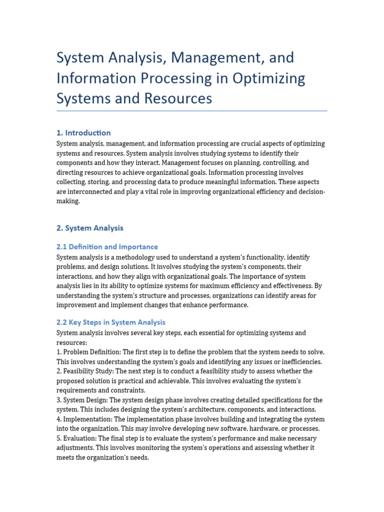 Optimizing Systems and Resources | PDF | System | Information