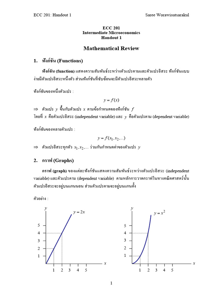 Mathematical Review: 1. (Functions) | PDF | Monotonic Function | Mathematical Relations