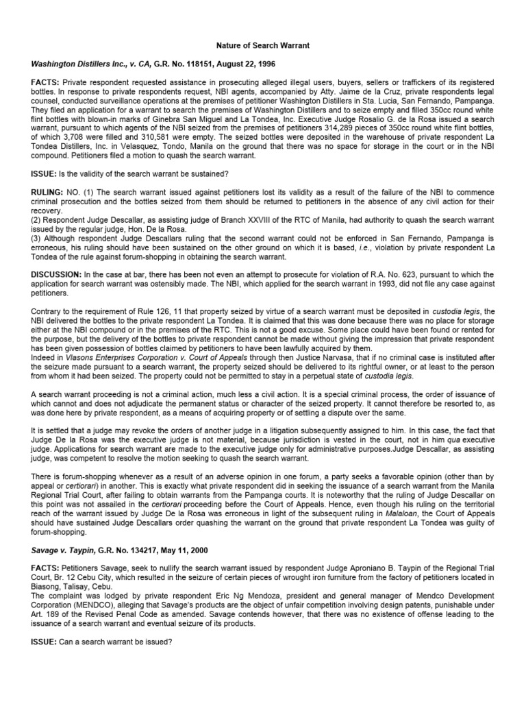 Washington Distillers Inc., v. CA, G.R. No. 118151, August 22, 1996 ...