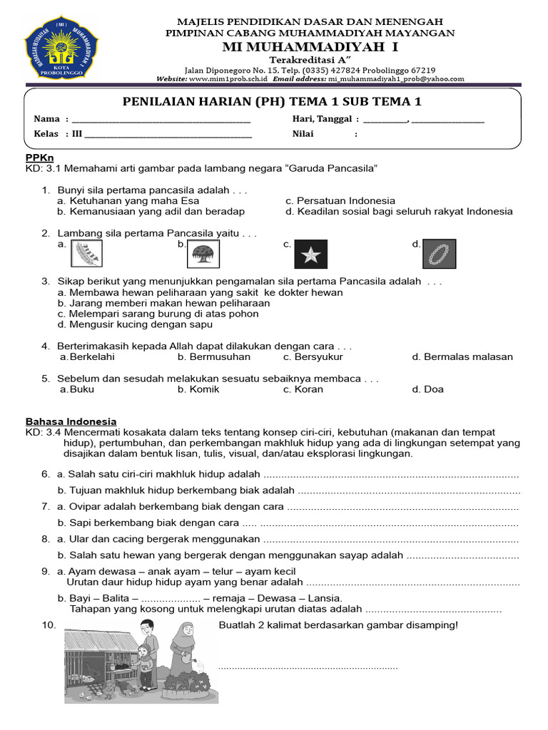 PH Tema 1 Sub Tema 1 | PDF