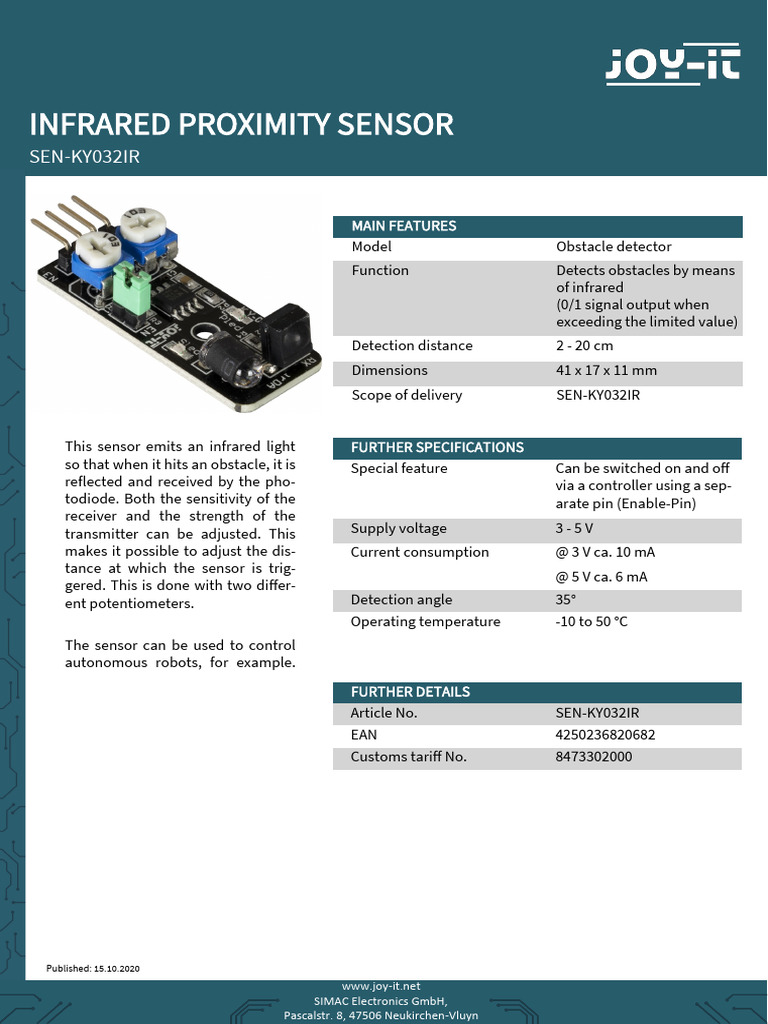 Datasheet Capteurir | PDF | Sensor | Infrared