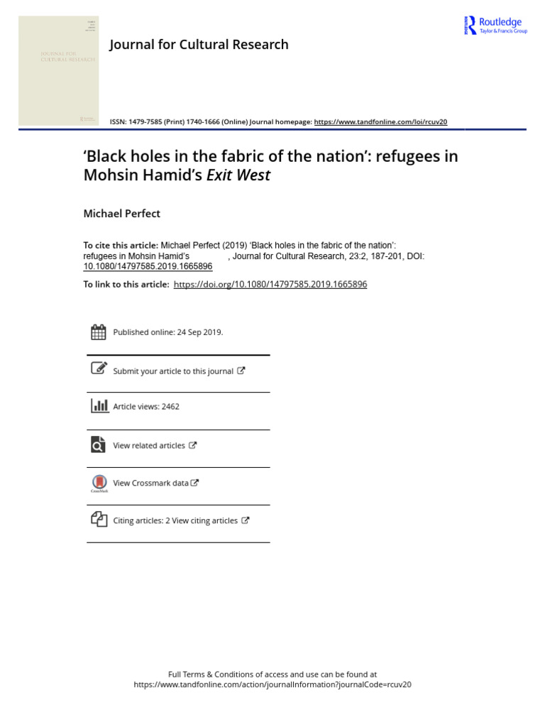 Black Holes in The Fabric of The Nation Refugees in Mohsin Hamid S Exit ...