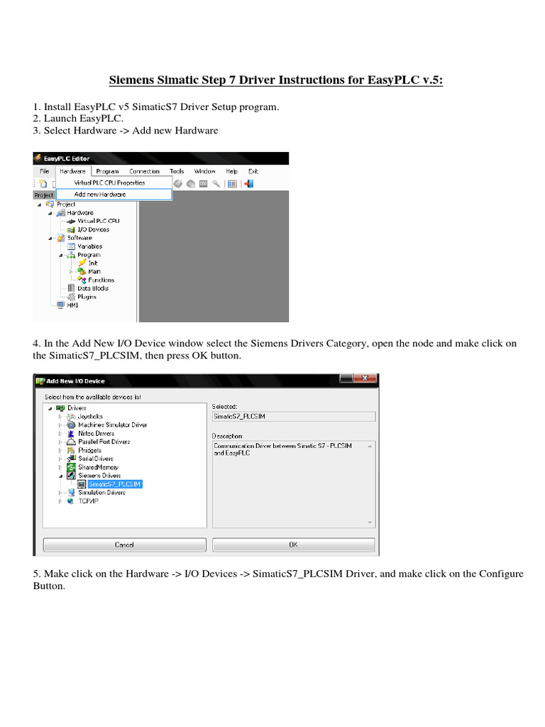 EasyPLC Driver for Siemens Simatic Step 7 Instructions | Download Free PDF | Input/Output ...