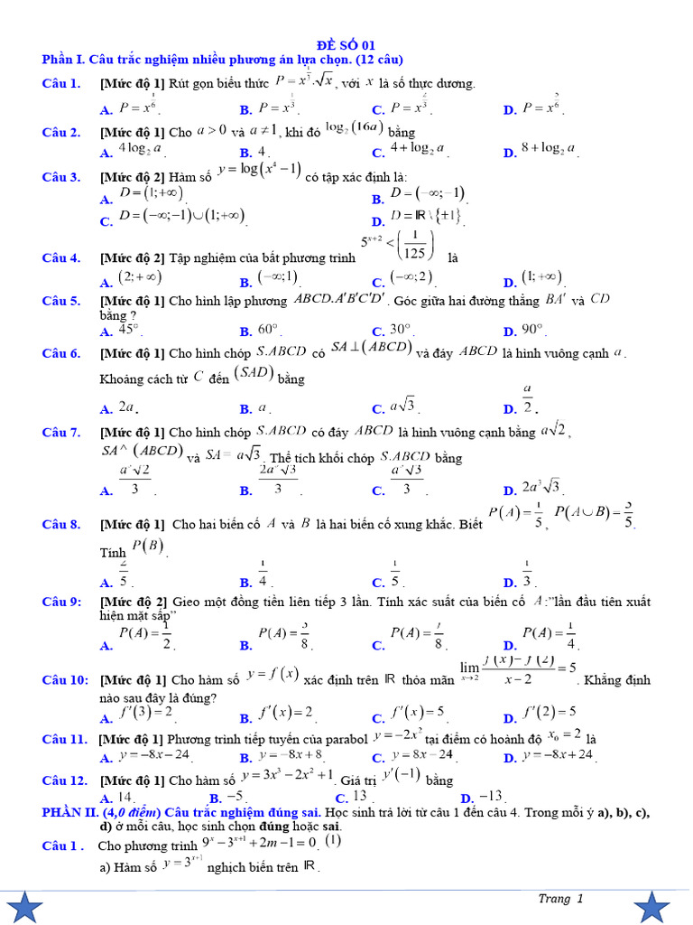 TỔ 14 ĐỢT 10 ST ĐỀ 1 HK2 11 KNTT CTM - HS | PDF