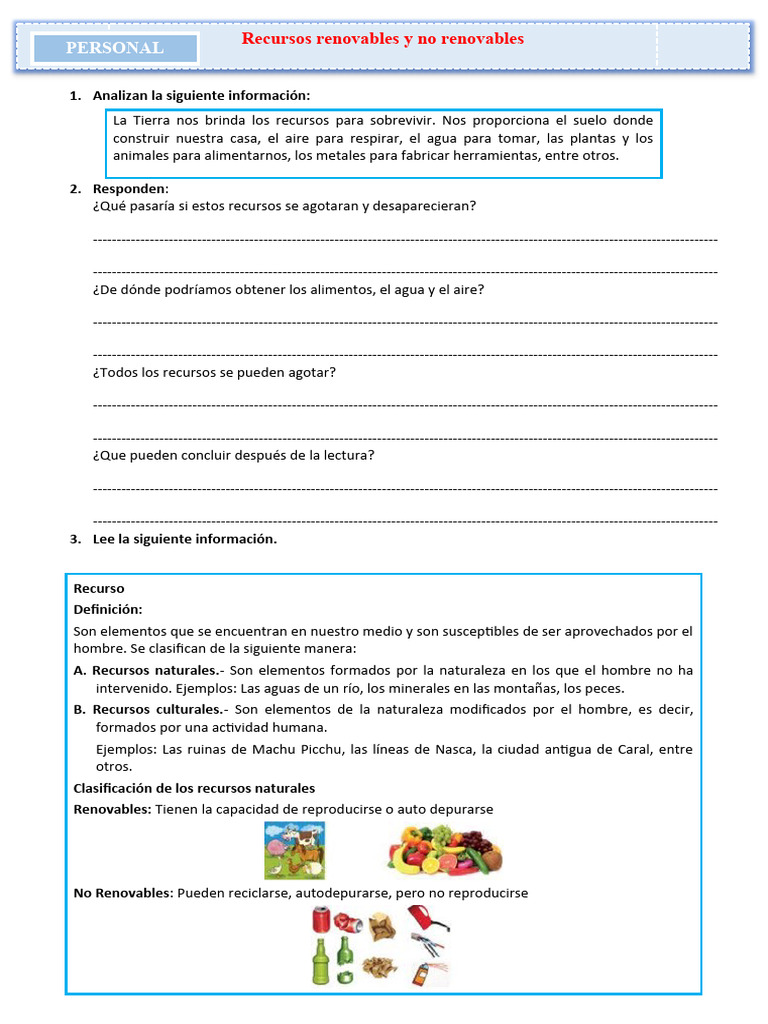 Recursos Naturales: Renovables y No Renovables | PDF | Energía ...