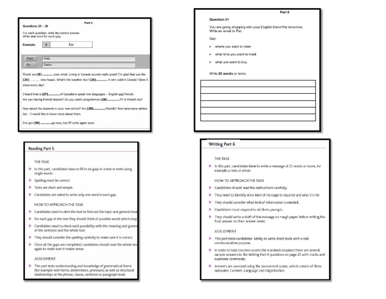 Reading Part 5 & Writing Part 6 | PDF