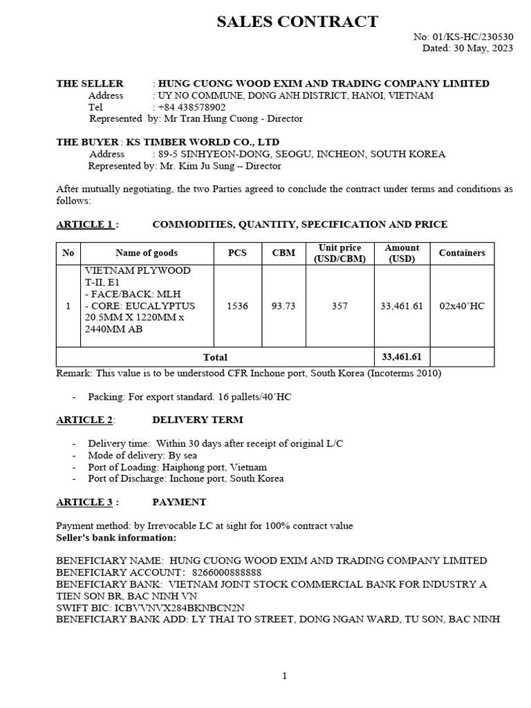 Sales Contract | PDF | Business Law | Private Law