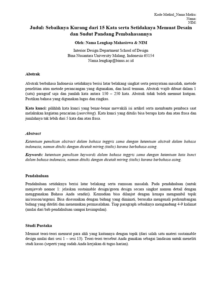 Template Penulisan Paper | PDF