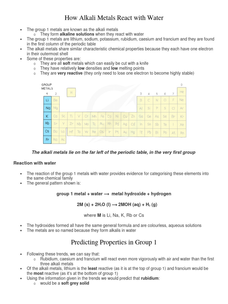 9) Alkali Metals | PDF | Chemical Substances | Metals