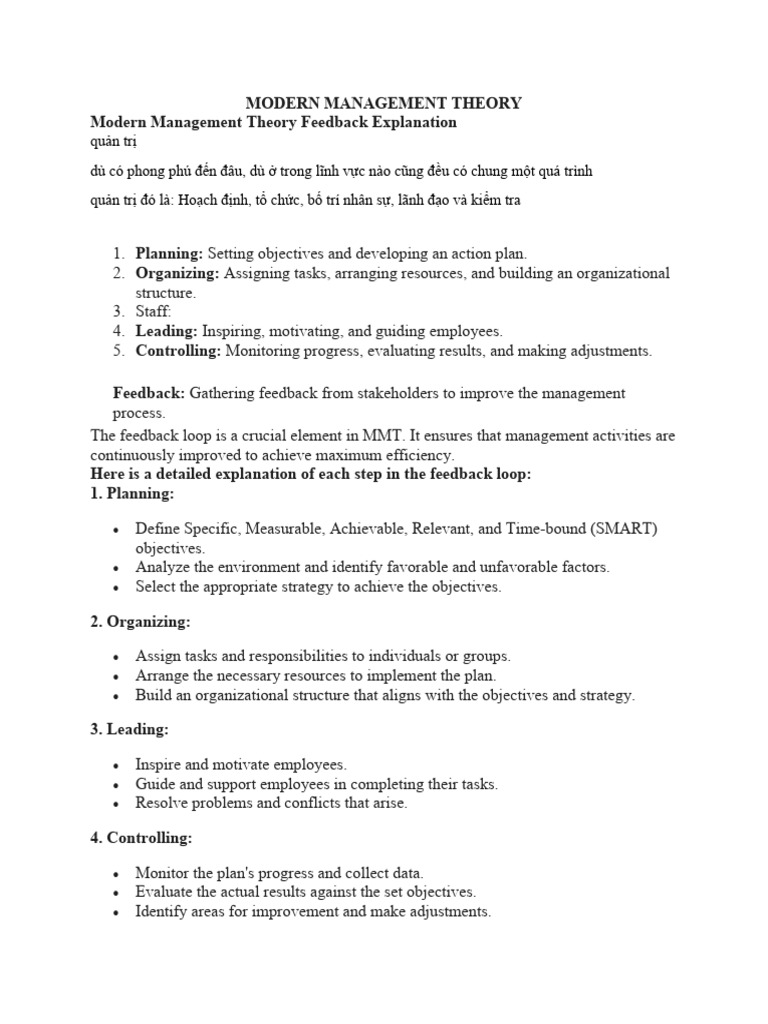 Modern Management Theory Overview | PDF | System | Governance