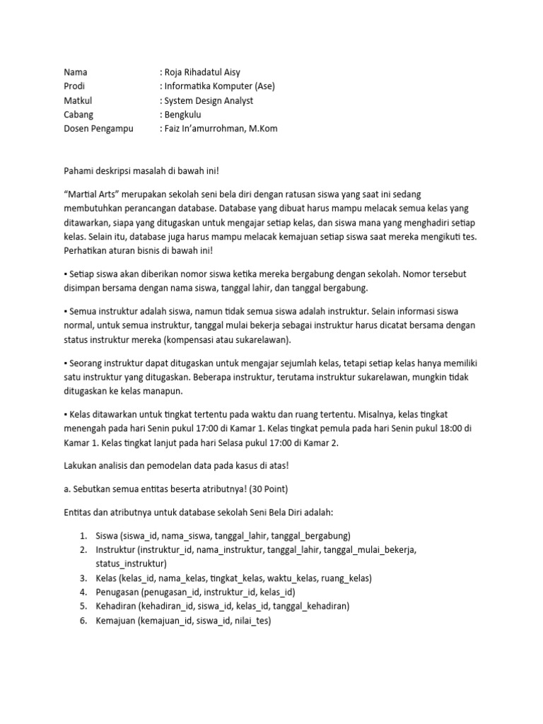 Uas Roja Rihadatul Aisy (Bengkulu) | PDF