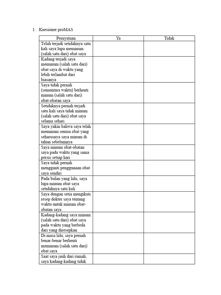 Kuesioner proMAS Dan MARS | PDF | Pengembangan Diri
