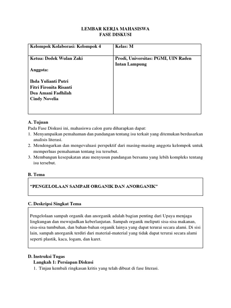 Diskusi Mahasiswa: Pengelolaan Sampah | PDF