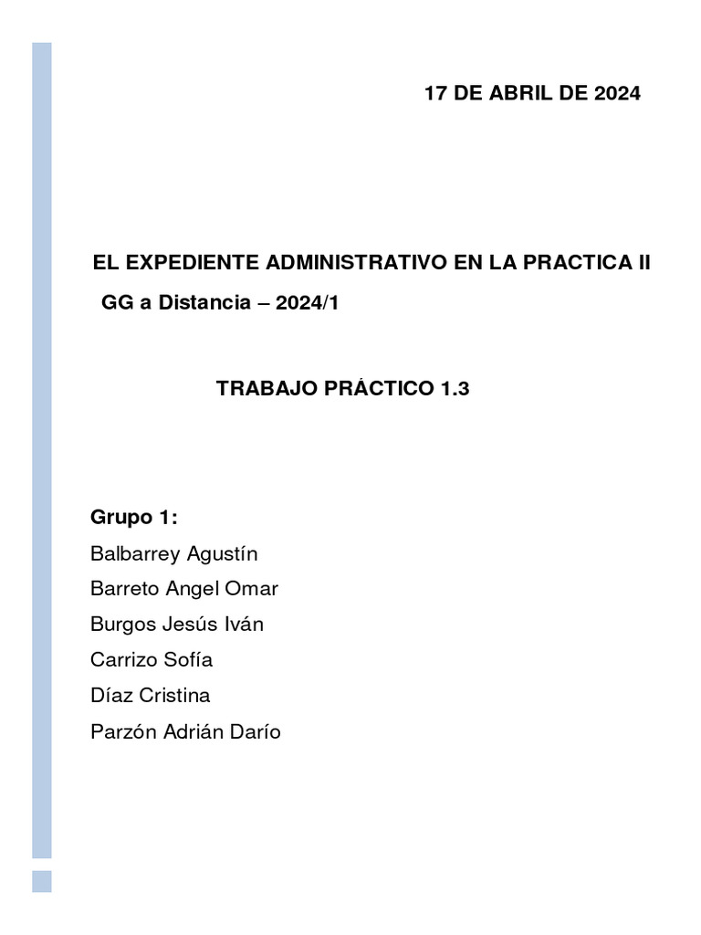 Grupo 1 - TP 1.3 - El Expediente Administrativo en La Practica 2 | PDF | Ley administrativa ...