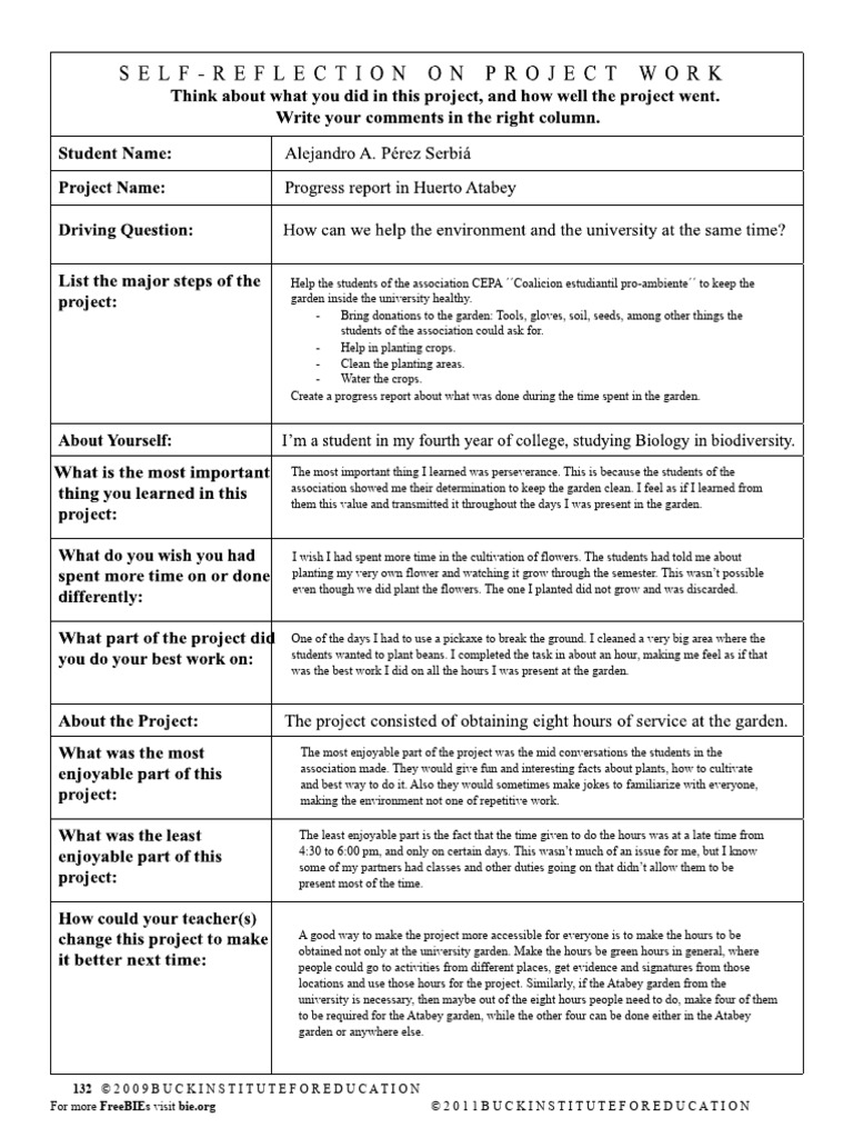 Self Reflection - Progress Report Alejandro | PDF | Gardens | Horticulture