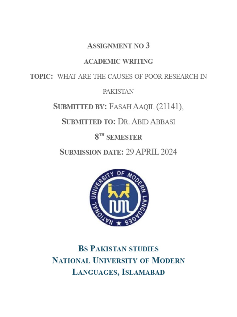 Assignment 3 | PDF | Science | Pakistan