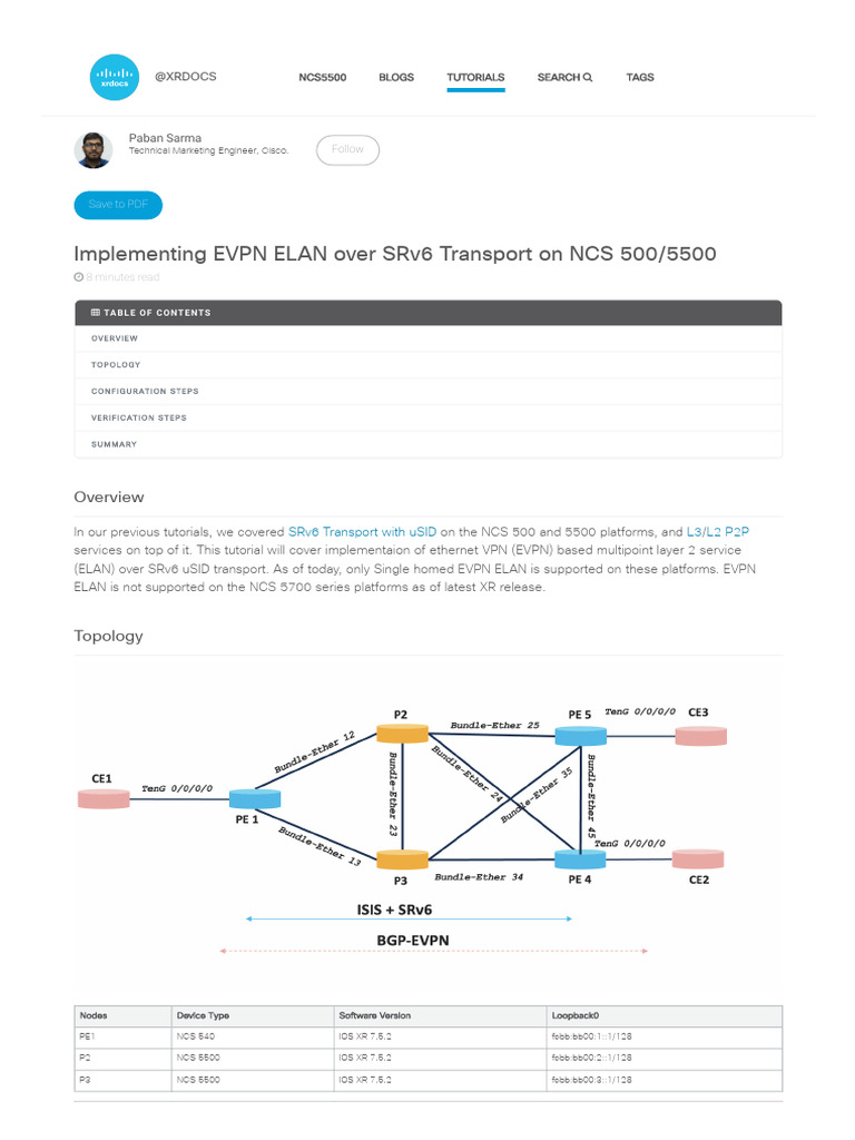 Xrdocs Io Ncs5500 Tutorials Srv6 Transport On Ncs Part 6 Pdf Computing Computer Network