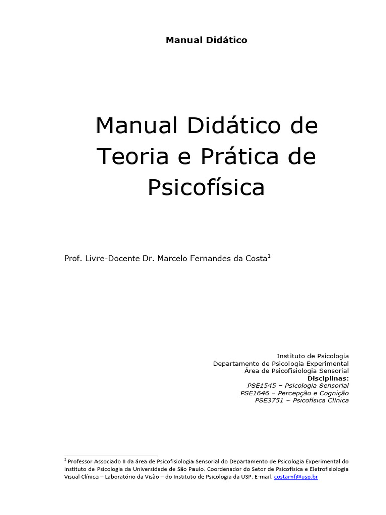 Manual Didático de Psicofísica | PDF | Psicologia | Experiência