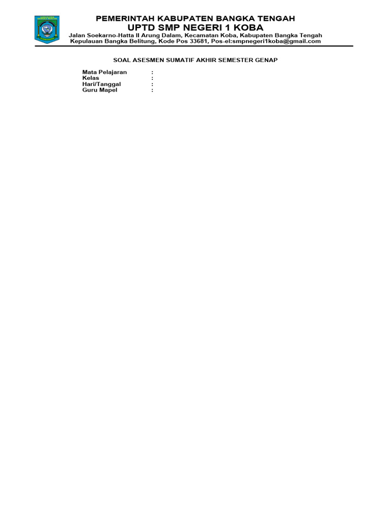 Format Soal Asesmen Sumatif Akhir Semester Genap | PDF