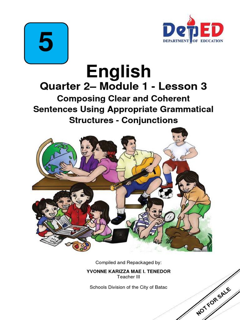 Q2W3 Eng5 q2w3 Mod1 Les3 Conjunctions-1 | PDF | Linguistics | Syntax