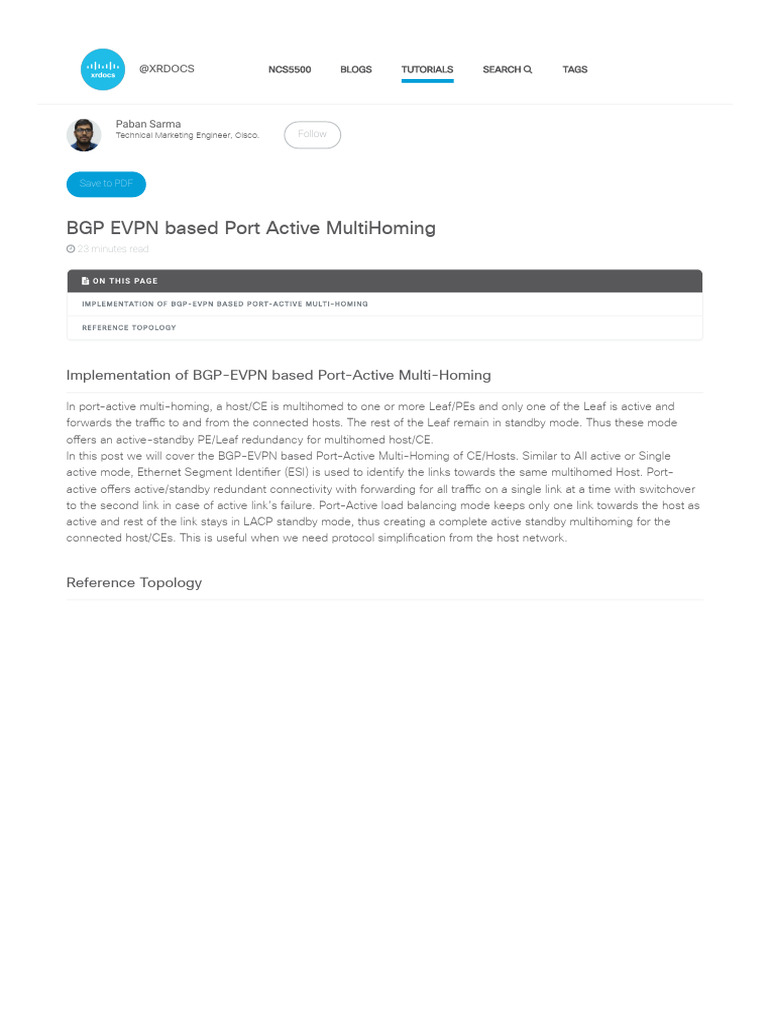 BGP-EVPN Port-Active Multi-Homing Guide | PDF | Internet Protocols ...
