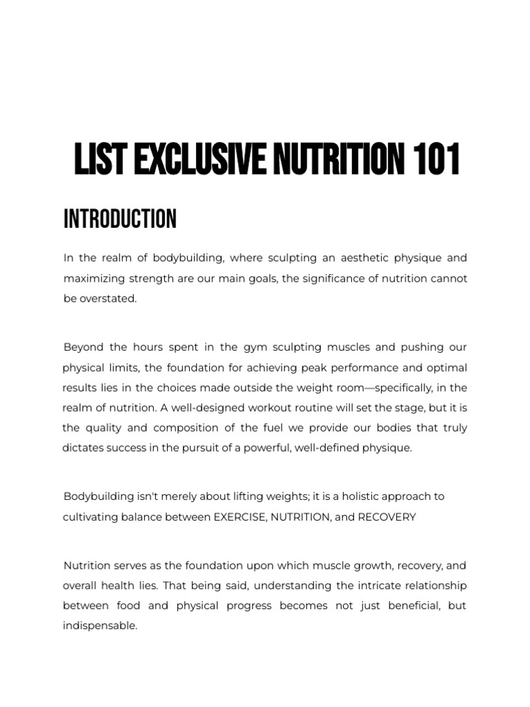 VIP List Exclusive - Nutrition 101 Guide | PDF | Diet & Nutrition ...