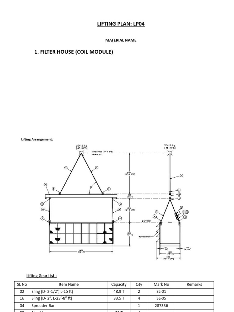 LIFTING PLAN LP04 Filter House Coil Module | PDF