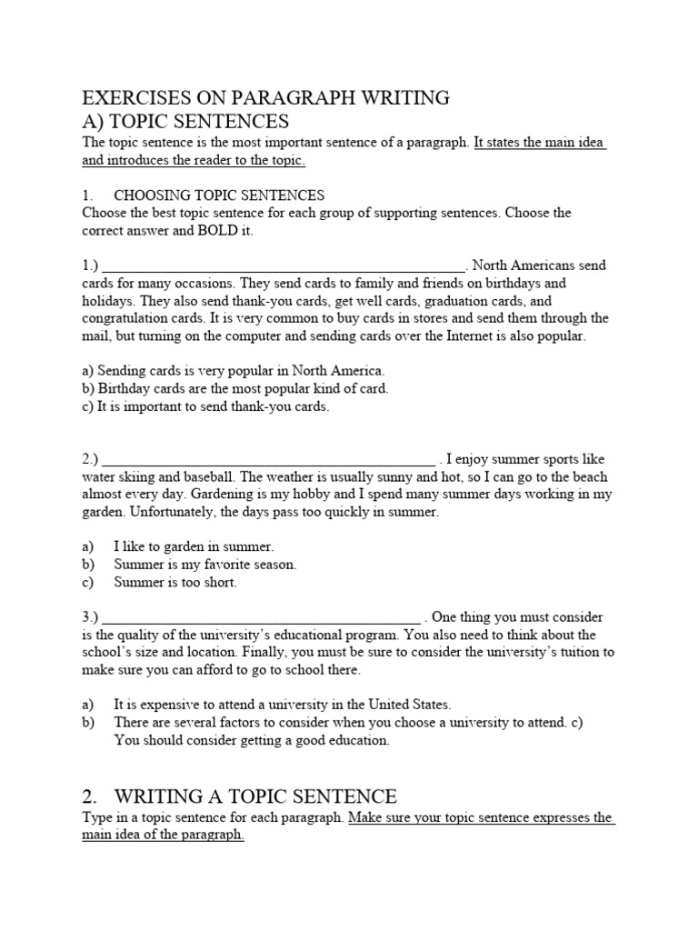 Body Paragraph Exercises | PDF | Vegetables | Diet (Nutrition)