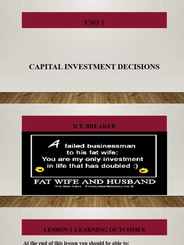 Unit 1-Lesson 1 | PDF | Investing | Capital Budgeting
