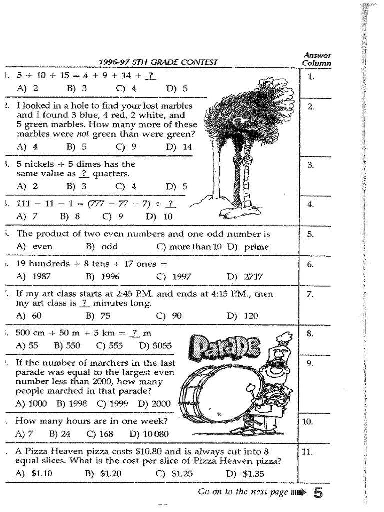 Math Contest Grade 5 | PDF