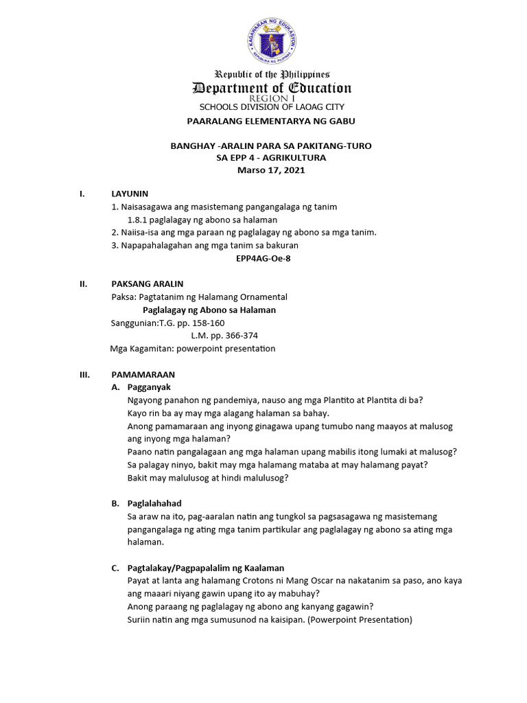 Demo LP in Epp 4 | PDF