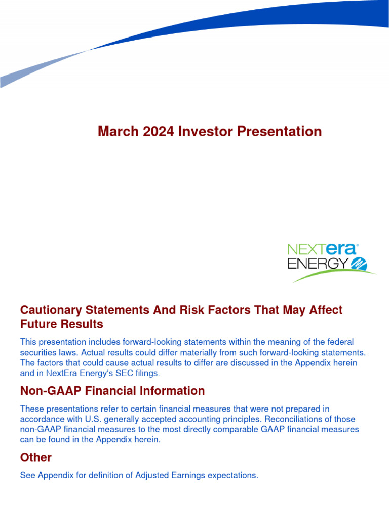 NextEra Energy March 2024 Investor Update | PDF | Renewable Energy ...
