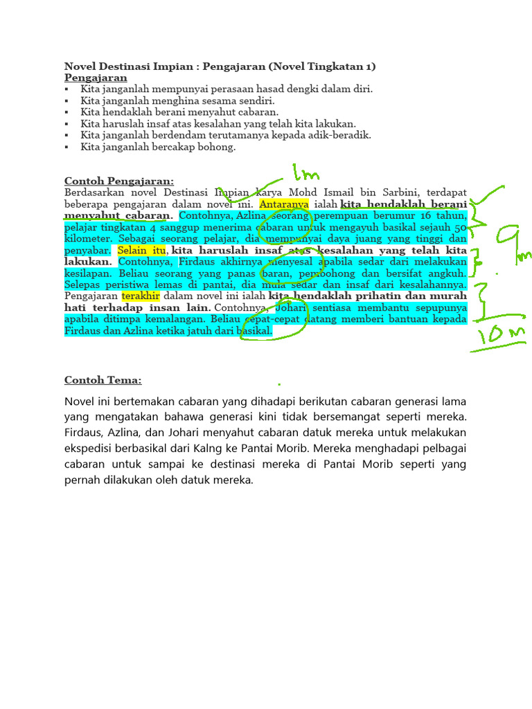 Novel Destinasi Impian (Pengajaran, Persoalan, Latar Tempat & Tema) | PDF | Fiksi Umum