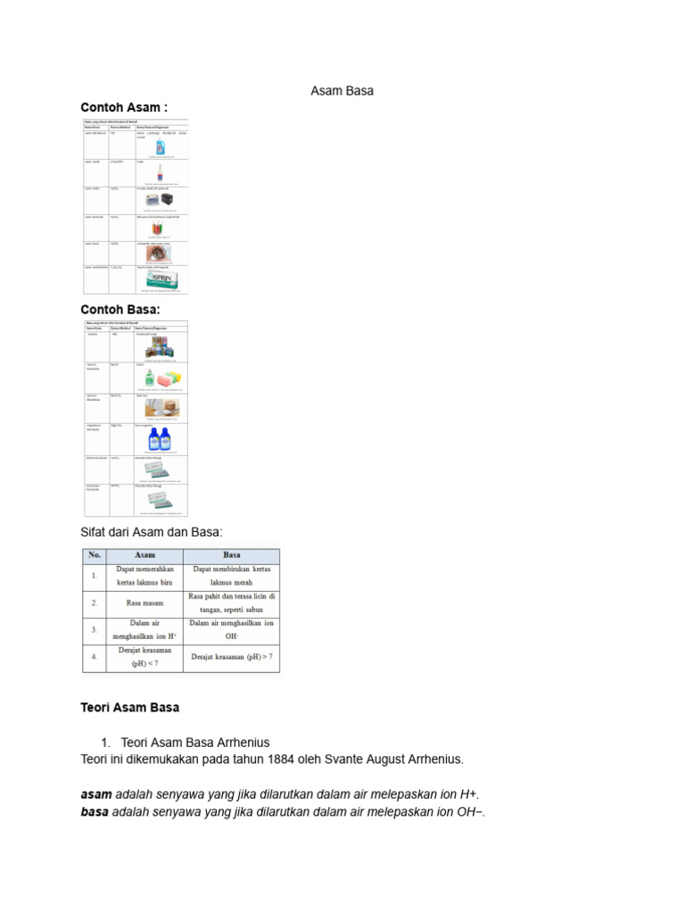 Teori Asam Basa: Definisi dan Contoh | PDF | Sains & Matematika