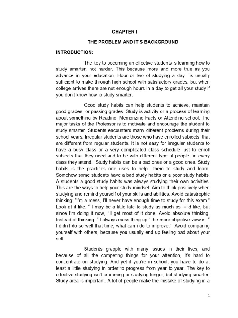Chapter I The Problem and Its Background | PDF | Cognition