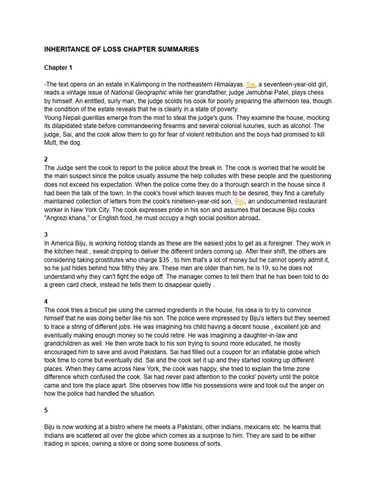 Chapter Summaries of Inheritance of Loss | PDF