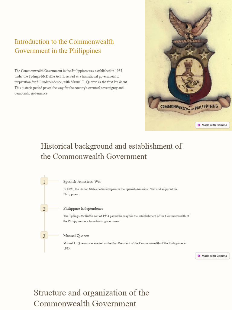 Introduction To The Commonwealth Government in The Philippines | PDF ...